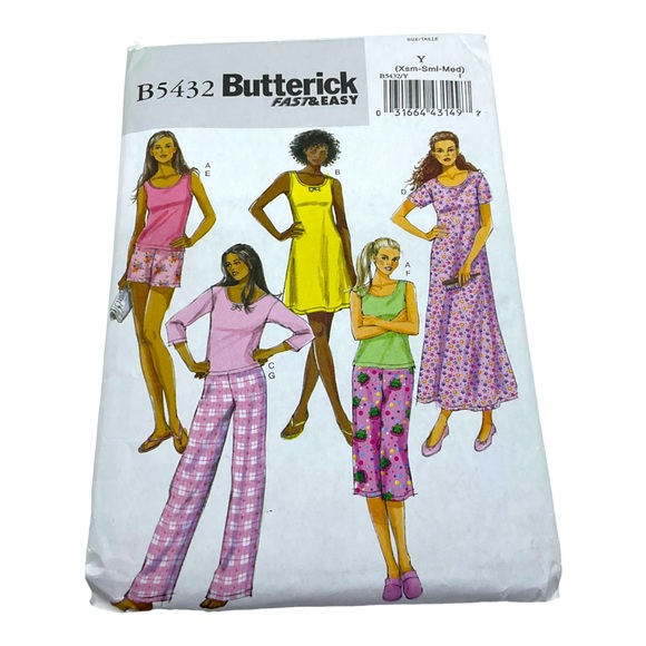 Butterick | Other | Butterick 5432 Fast And Easy Y2k Teen Pajamas ...